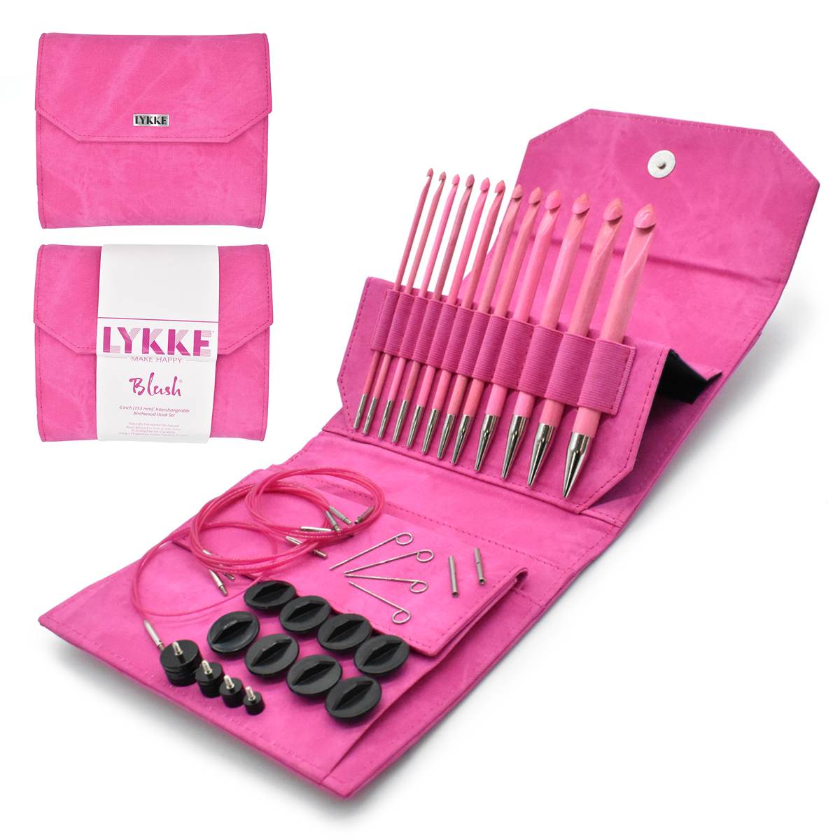 LYKKE Blush 15cm (6") Interchangeable Crochet Hook Set - Fuchsia Denim ...