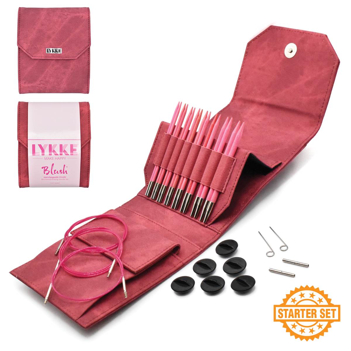 LYKKE Blush 5" Interchangeable Needle Starter Set - Fuchsia Denim – The ...