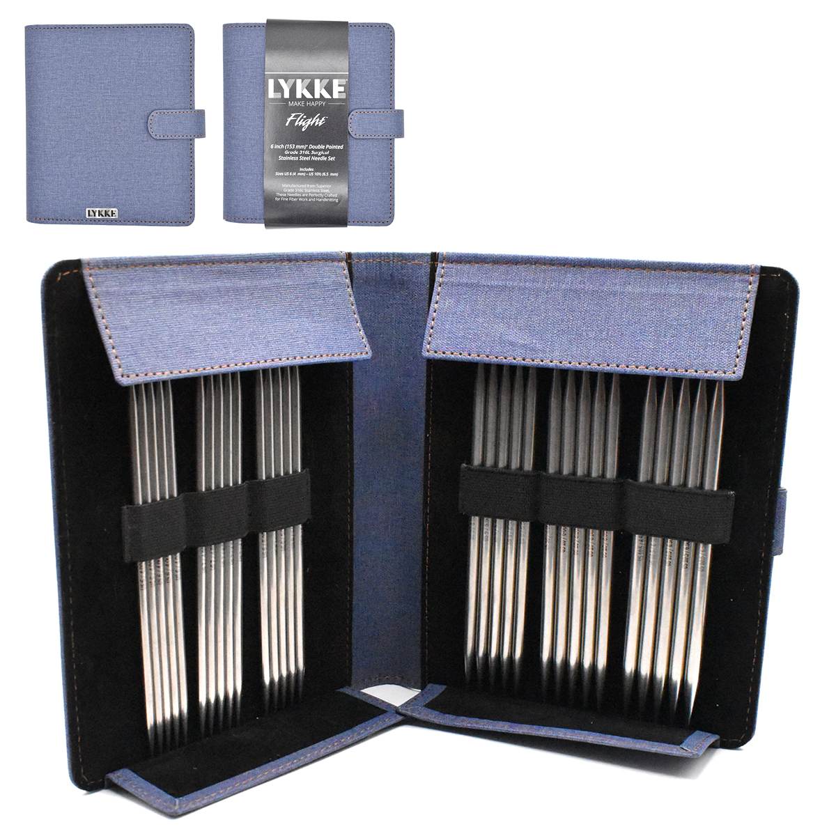 LYKKE Flight 15cm Large Double Pointed Needle Set - Denim Canvas – The ...