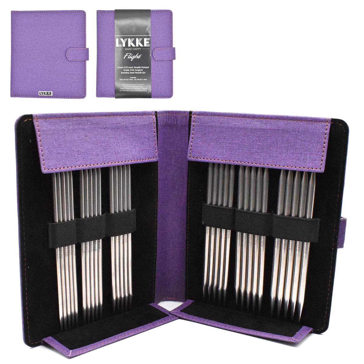 LYKKE Flight 15cm Large Double Pointed Needle Set - Purple Canvas – The ...