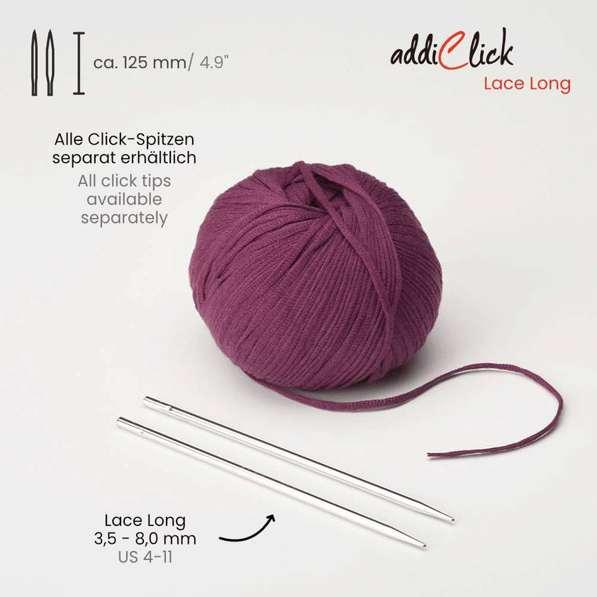 Addi Click Lace Long 13cm (5") Interchangeable Needles – The Needle Store