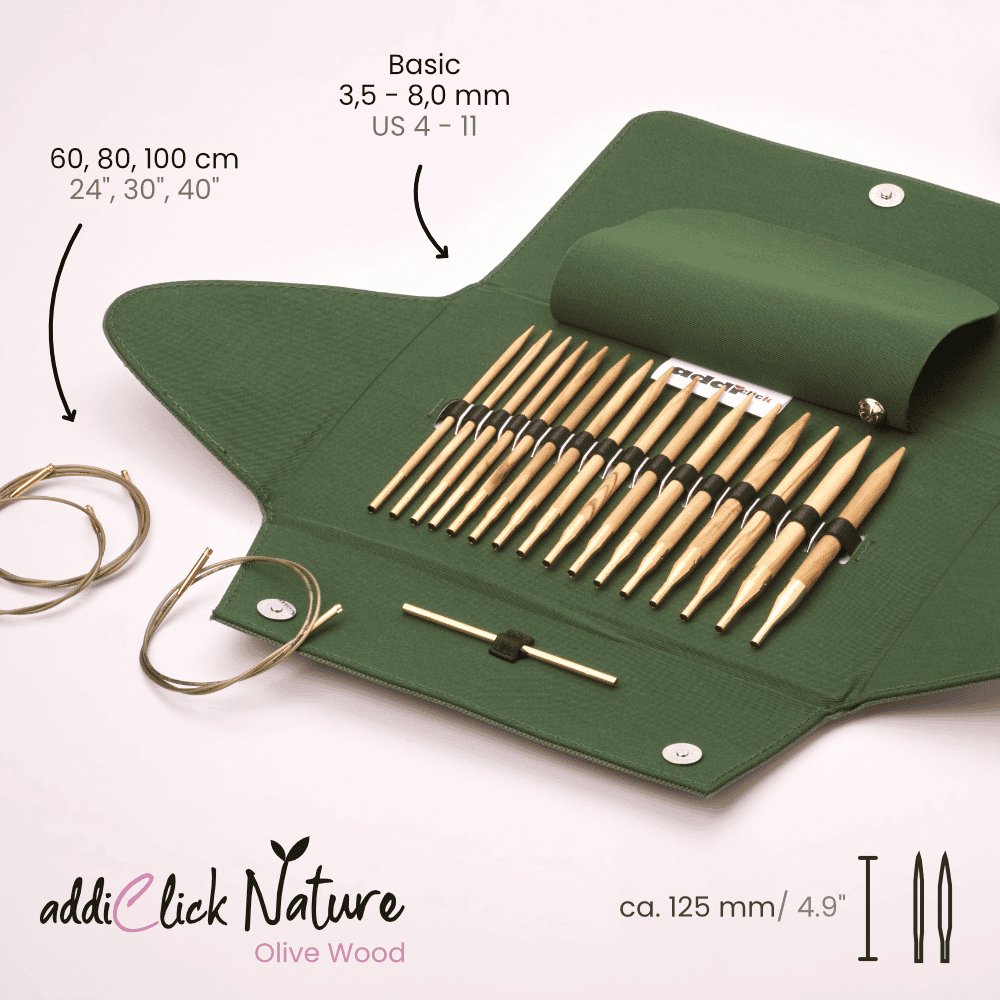 Addi Click Nature Olive Wood 13cm (5") Interchangeable Needle Set – The ...