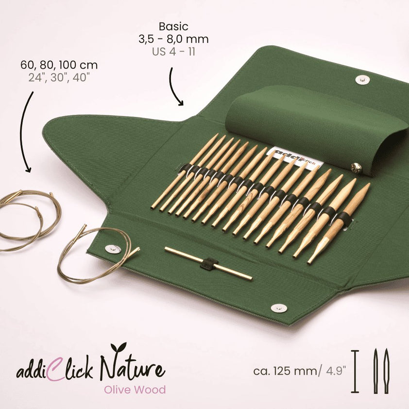 Addi Click Nature Olive Wood 13cm (5") Interchangeable Needle Set – The ...