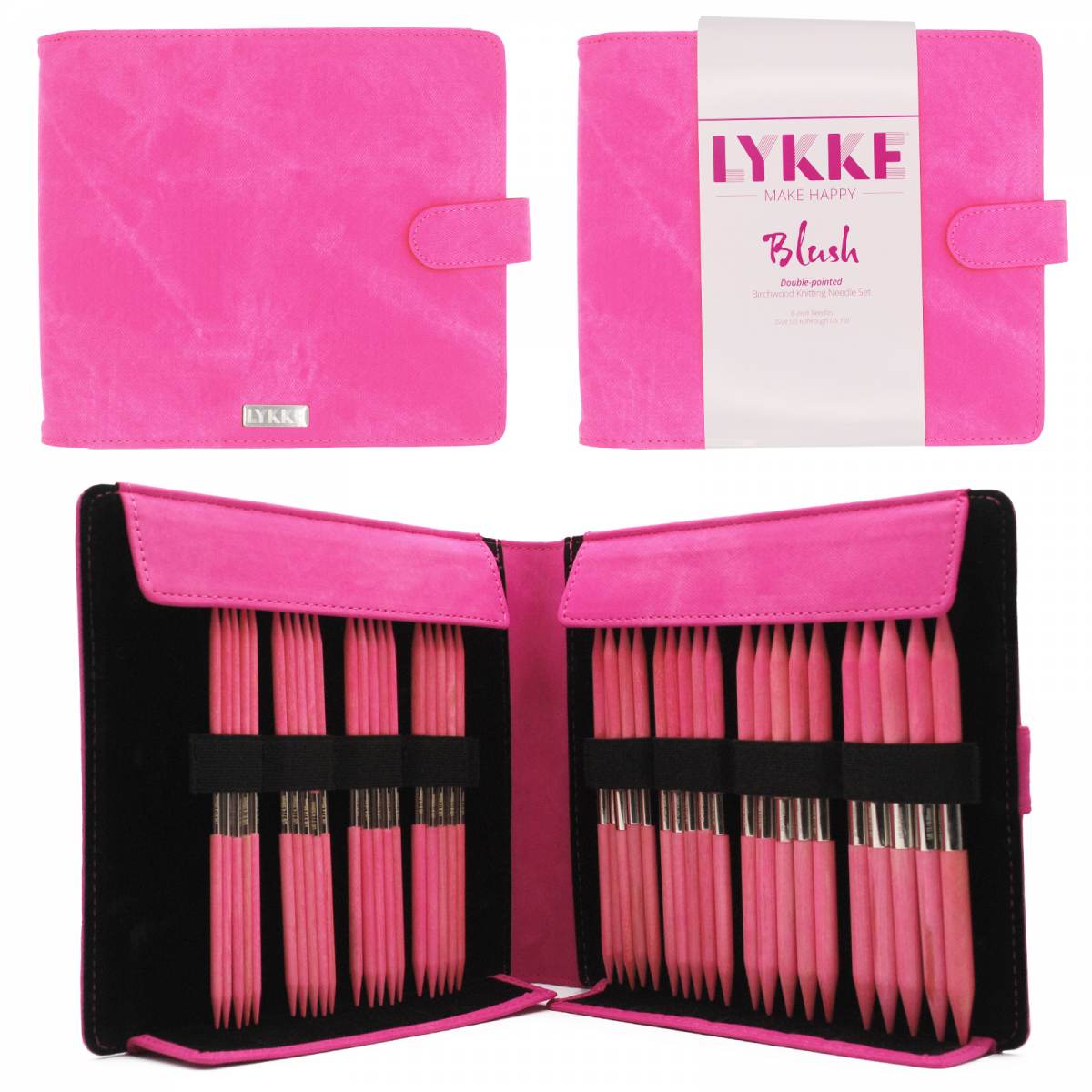 LYKKE Blush 6" Large Double Pointed Needle Set - Fuchsia Denim – The ...
